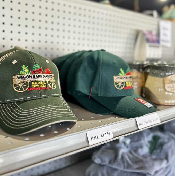 Wagon Barn Market branded hats let you advertise your excellent taste in roadside markets.