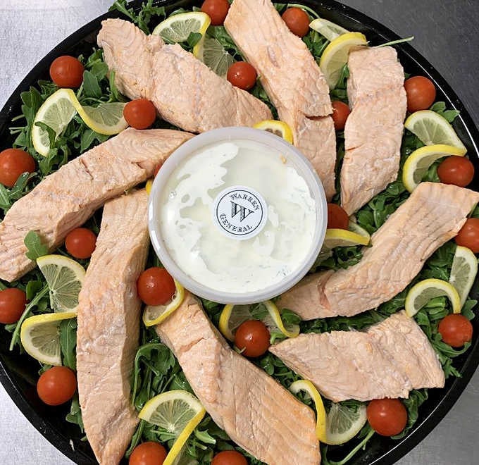 This poached salmon platter arranged like edible art makes healthy eating look downright irresistible and Instagram-worthy.