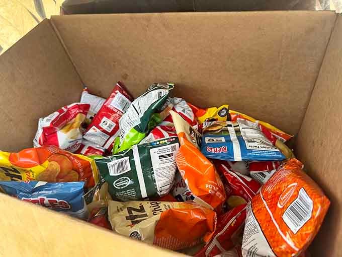 A box of chips offering more variety than most people's retirement portfolios, and infinitely more satisfying too.
