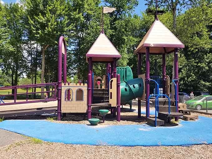 Wolcott Park's playground reminds you that grandkids need entertainment too, and this one won't cost you a theme park admission fee.