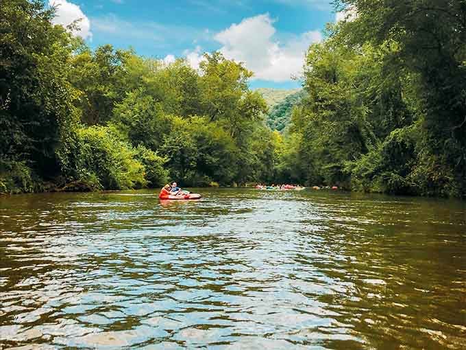 The Green River stretches ahead like liquid emerald, inviting you to float away from everything stressful.