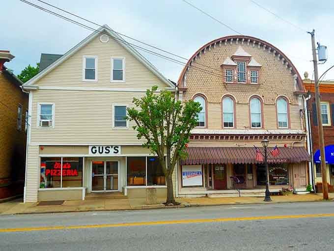 Downtown storefronts that survived every retail trend by simply being themselves, imagine that working today.