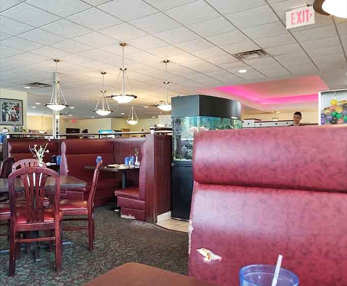 Warm lighting and comfortable booths create the perfect atmosphere for your inevitable food coma and subsequent life reflections.