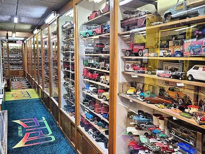 Rows of miniature cars organized better than most people's actual garages, and probably worth more too.