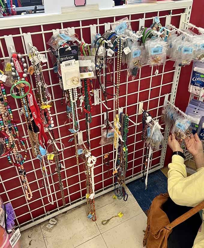 Jewelry sparkles behind the display, offering accessories that add personality without draining your bank account completely.