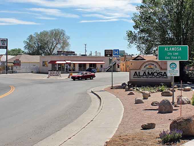 Welcome signs greet visitors at high elevation where the air's thin but the community spirit runs thick.