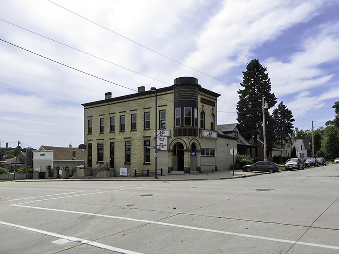 That rounded corner turret gives this historic building character that modern architecture just can't replicate anymore.