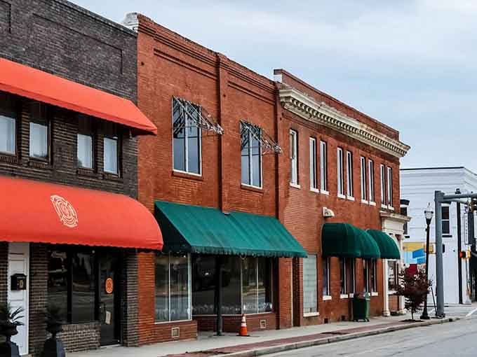 Red brick buildings wear colorful awnings along Vienna's main drag, inviting you to shop local without breaking the bank.