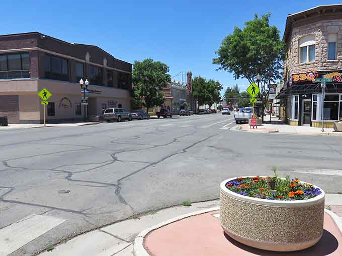 Flower planters brighten quiet streets where neighbors still know your name and your favorite pie flavor.