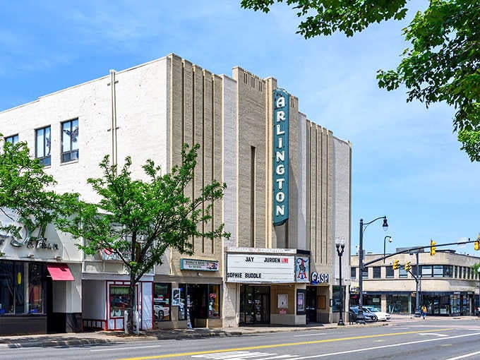 The old Arlington Theatre marquee stands proud, reminding everyone that classic entertainment never goes out of style.