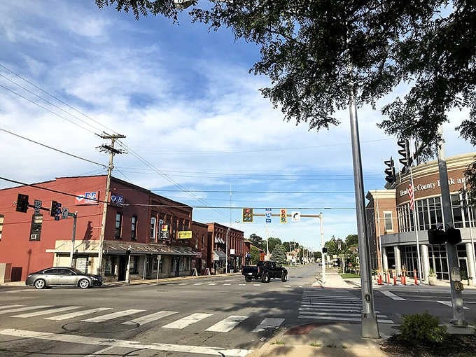 Historic storefronts meet contemporary life on streets where past and present shake hands and agree to get along.