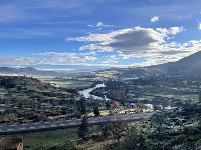 Valley views stretch for miles where the river winds through golden hills, proving that some places still remember what quiet means.