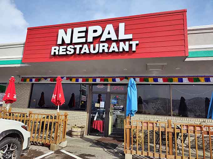 The bold red signage and festive decorations welcome you to explore flavors from halfway around the world.