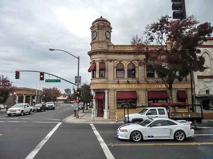Classic architecture meets practical small-town life at this corner where the past and present shake hands daily.