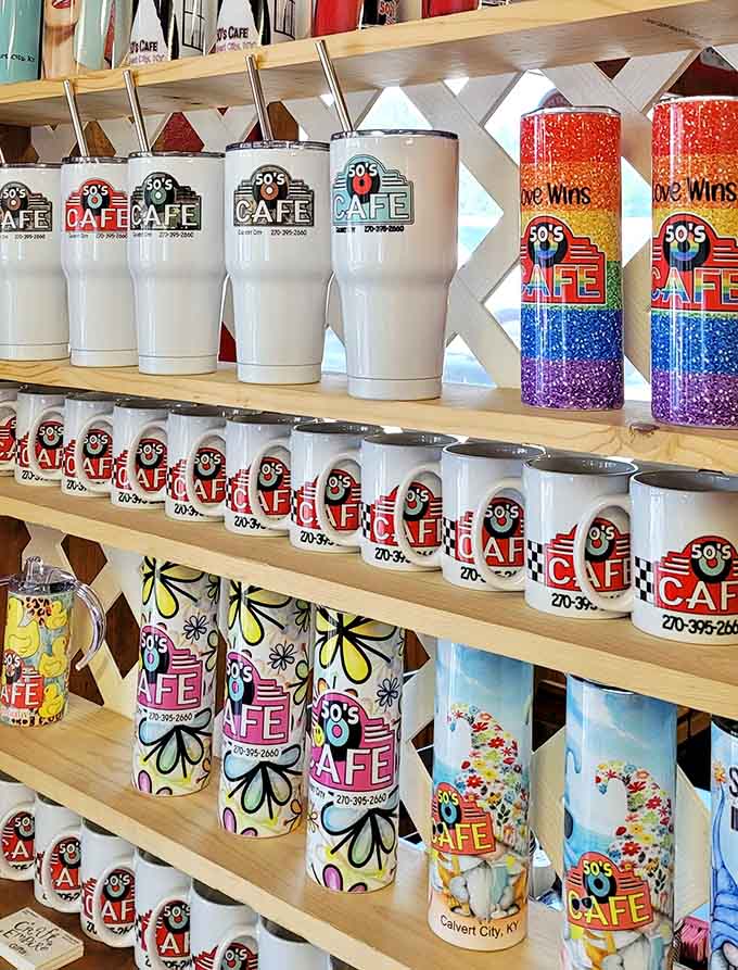 Branded tumblers in every color and pattern let you take a piece of this retro paradise home with you.
