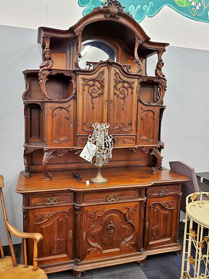 Ornate Victorian furniture that makes modern minimalism look like it's not even trying to compete here.