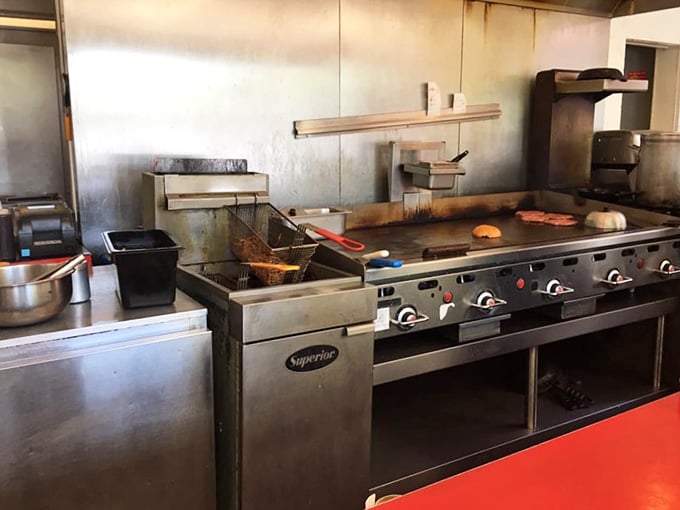 The open kitchen means you can watch your breakfast dreams become delicious reality in real time.
