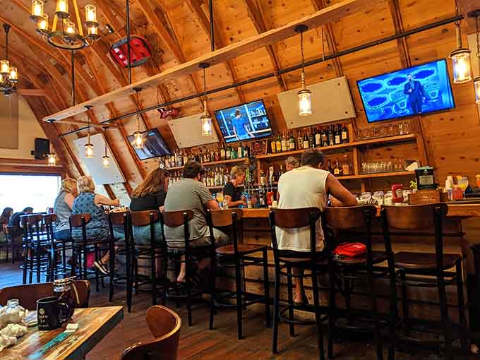 The bar area where wooden beams meet craft cocktails and everyone leaves a little bit happier.