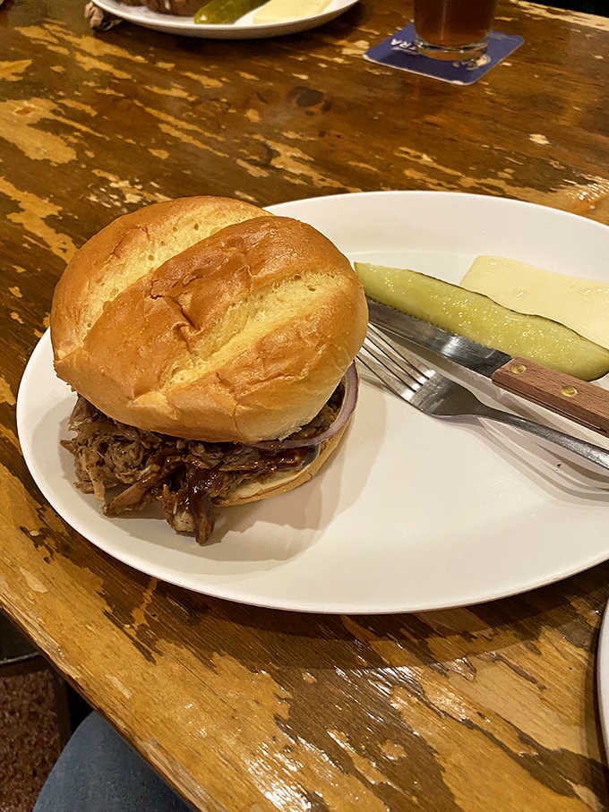 Roast beef on a bun with cheese and pickle proves that simple done right beats fancy every single time.