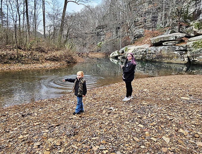 Shallow pools perfect for kids who are still figuring out that drinking creek water isn't part of the plan.