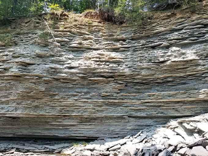 Layered rock formations tell stories older than language, waiting for curious visitors to read them.