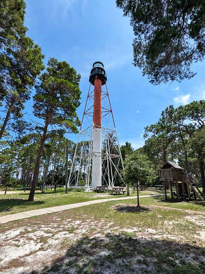 The Crooked River Lighthouse stands tall, guiding ships and reminding visitors that imperfection can be perfectly beautiful.