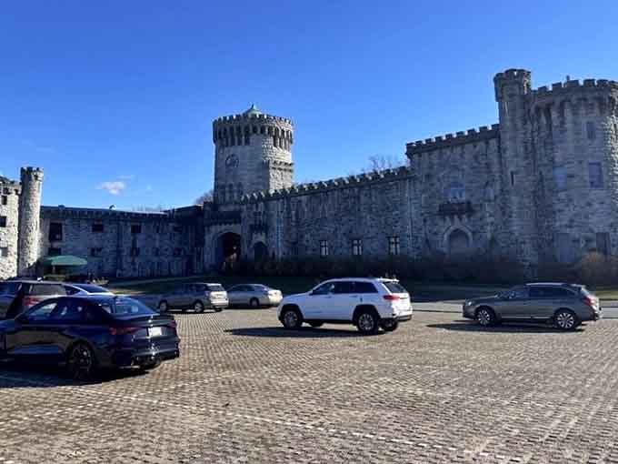 The parking lot view alone is better than most people's vacation photos from actual European castles.