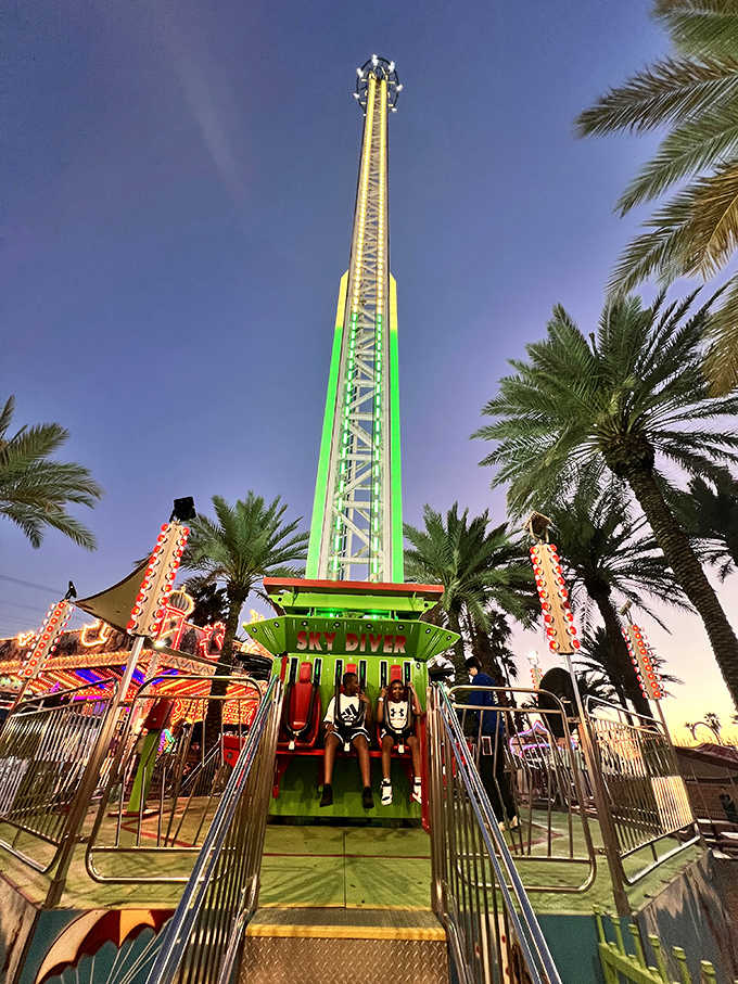 Sky Diver launches brave souls skyward, offering views and screams in equal measure under the Arizona sun.