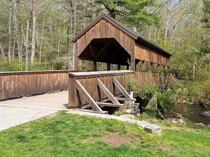 This covered bridge adds New England charm to your journey, looking like it wandered off a postcard and decided to stay.