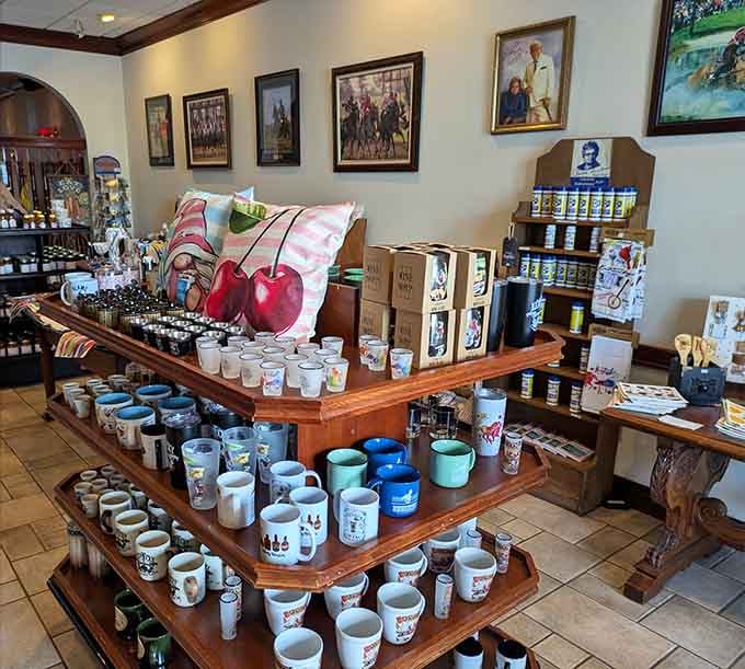 The gift shop offers mugs and memorabilia for those who want to take home everything except calories.