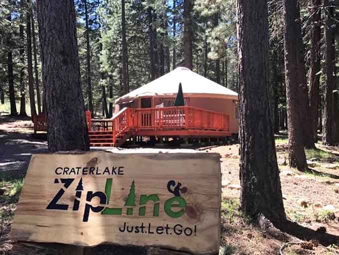 The yurt serves as base camp and gift shop, blending cozy comfort with outdoor adventure in classic Oregon style.