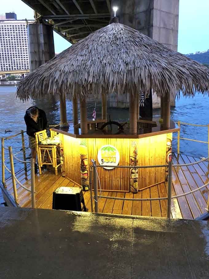 When the sun goes down, the lights come on, transforming your tiki boat into a glowing beacon of fun.