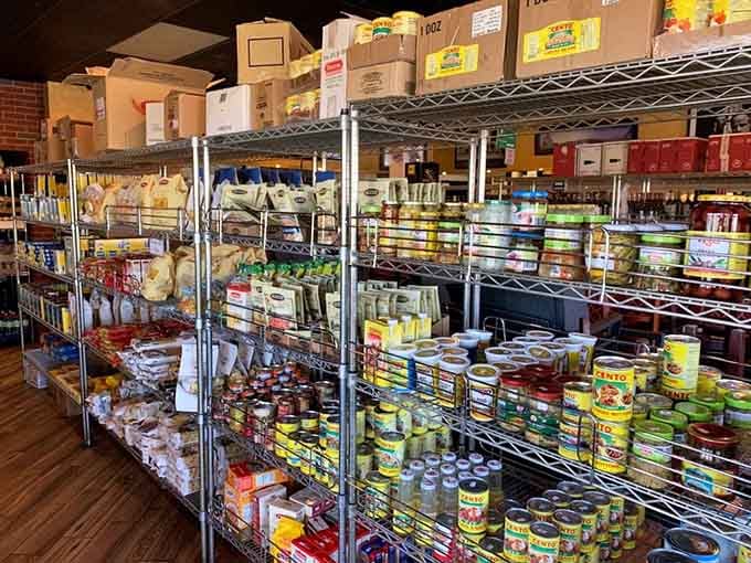 Shelves packed with imported Italian goods turn a sandwich run into a full-blown grocery shopping adventure.