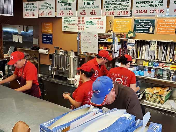 The crew in red moves with the kind of focused energy that only comes from truly loving what you do.