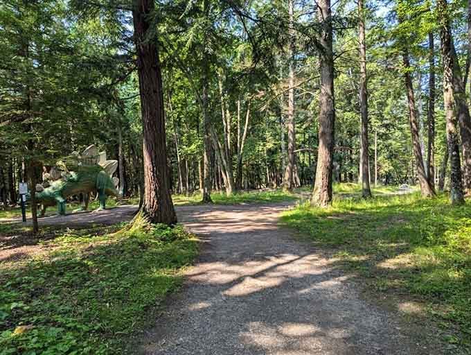 Winding paths through the woods lead to one delightful discovery after another at this enchanting roadside treasure.