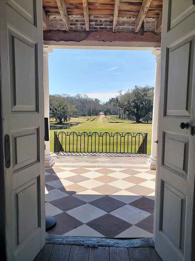 The view from inside looking out reminds you that this portico was designed to impress, and it still does.