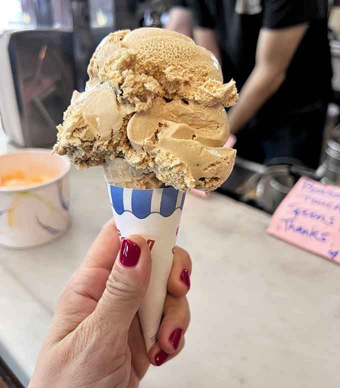 Coffee chip in a cone proves that sometimes the simplest pleasures are the ones worth traveling for.