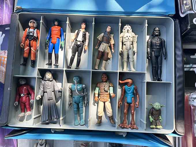 Original Star Wars action figures stand at attention, worth more now than they cost in 1977 combined.