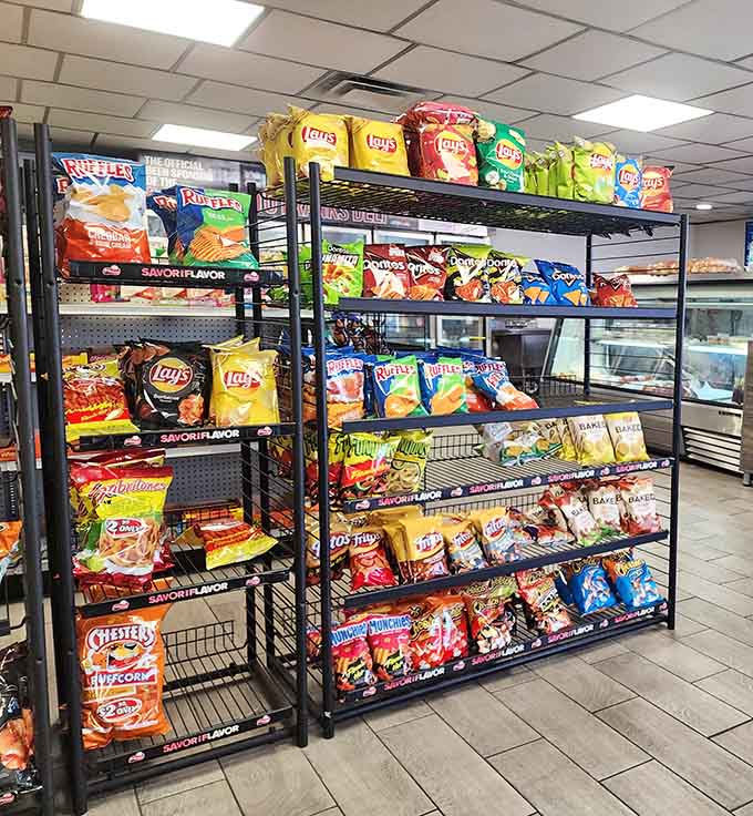 This chip selection could rival any convenience store, offering the perfect crunchy sidekick to your meal.