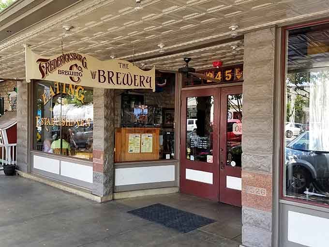 Fredericksburg Brewing Company's vintage storefront promises cold beer and good times, a combination that's never gone out of style.
