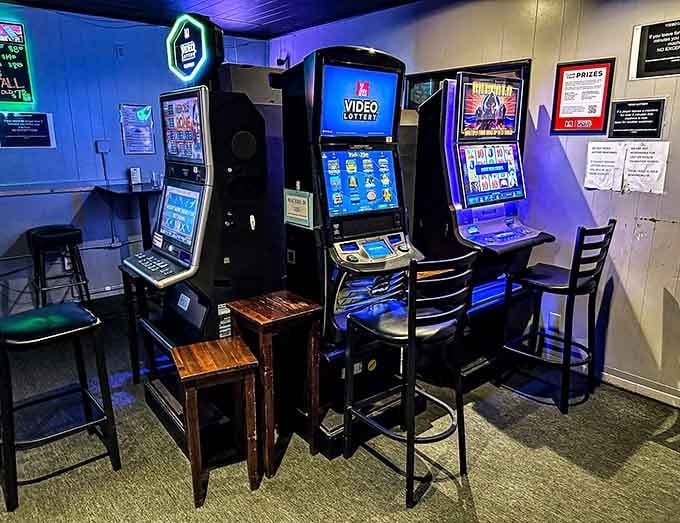 Video lottery machines add a little extra entertainment between bites of that incredible fried chicken you ordered.