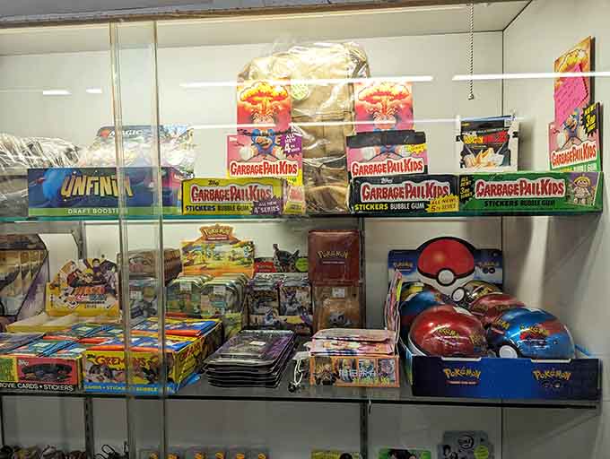 Garbage Pail Kids and Pok&eacute;mon cards prove that nostalgia comes in all gloriously weird flavors here.