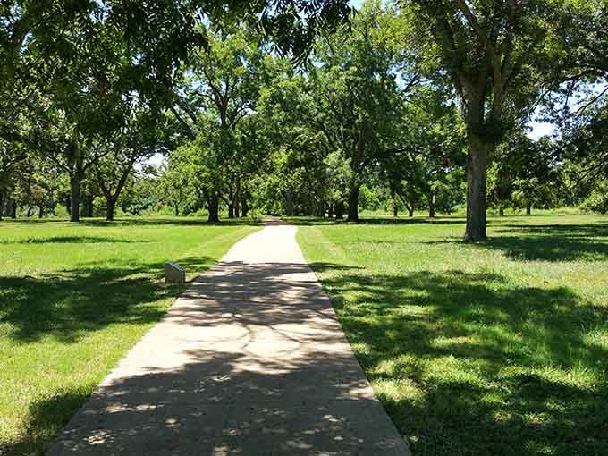 Oak-shaded trails wind endlessly, inviting leisurely strolls that remind you walking was humanity's original social media.
