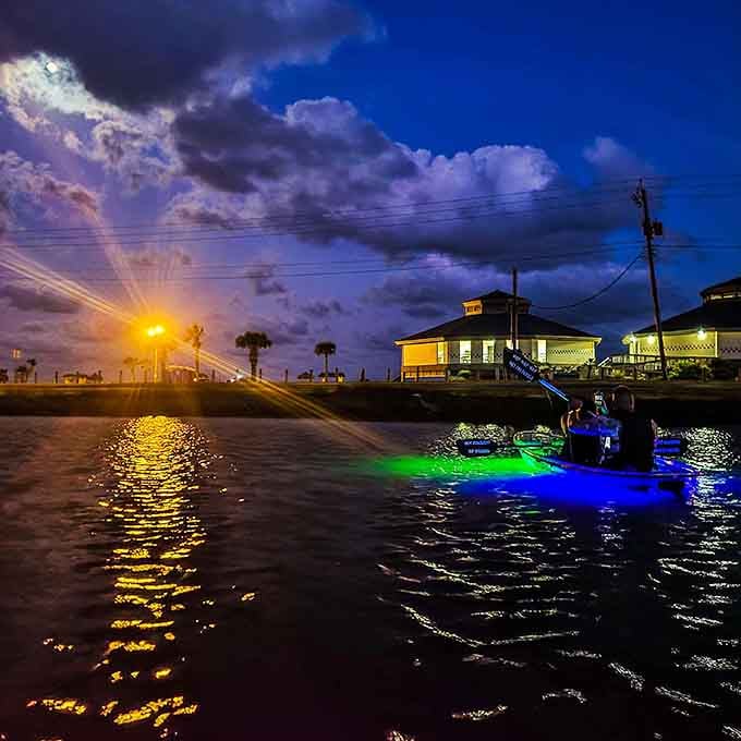 Dramatic skies and glowing boats prove that Mother Nature and human creativity make excellent collaborative partners here.