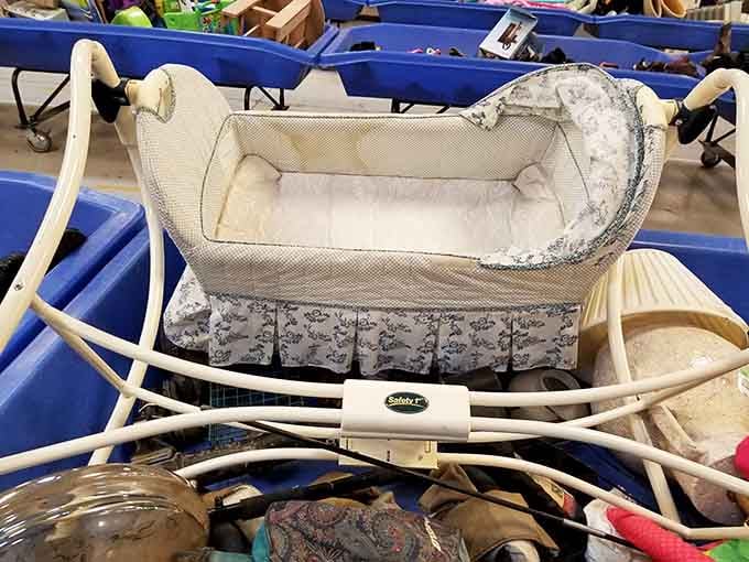 That vintage bassinet could cradle the next generation of babies after a little TLC and some creative refurbishing magic.