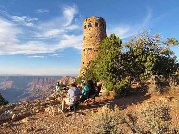 Sunset seekers gather near the historic watchtower, waiting for the daily light show that never disappoints anyone.