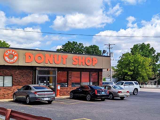 The parking lot fills up early because word travels fast when donuts this good are being made daily.