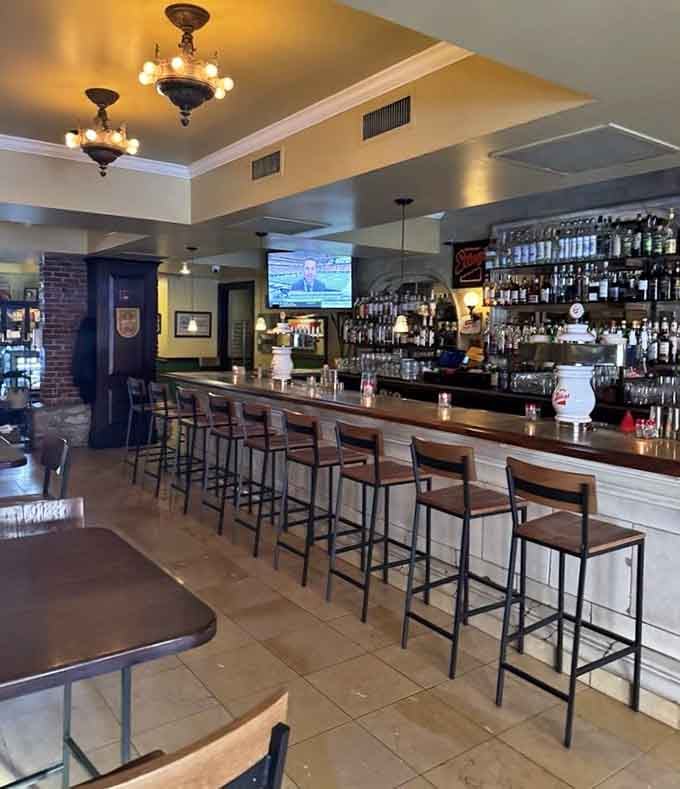 The bar area offers an impressive selection of German and Austrian beers perfect for washing down all that schnitzel.