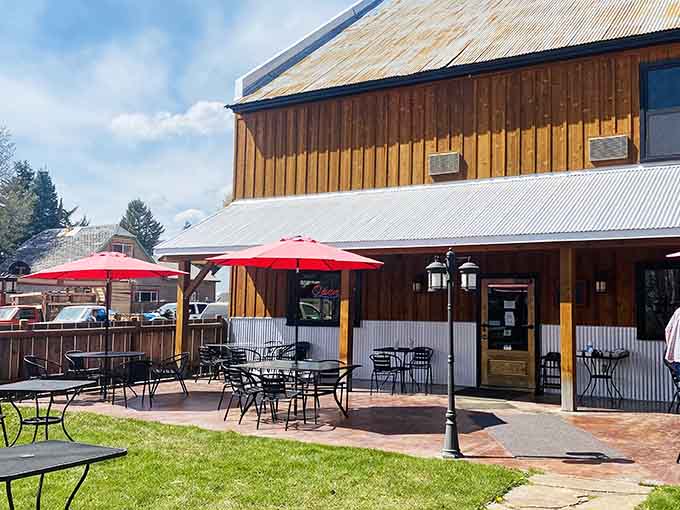 The Main Place Cafe offers outdoor seating where mountain air makes everything taste better than it should.