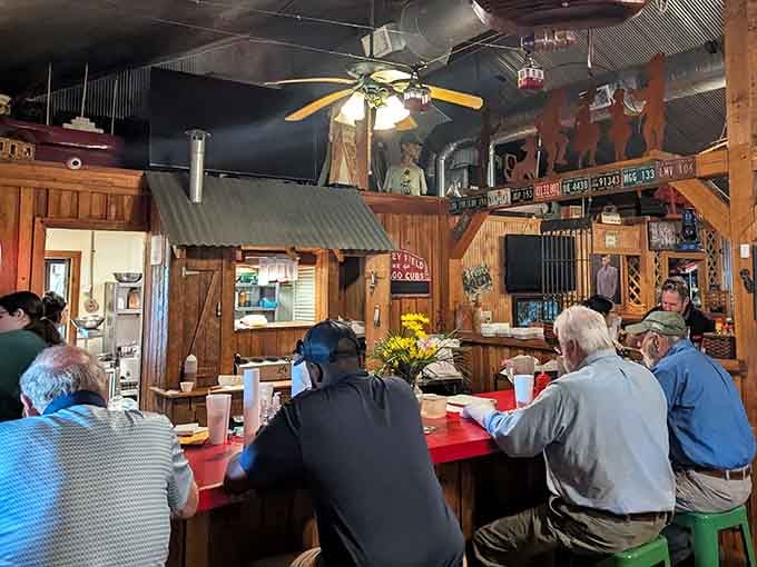 The ordering counter doubles as a gallery wall, displaying decades of Americana and local history for your viewing pleasure while you wait.